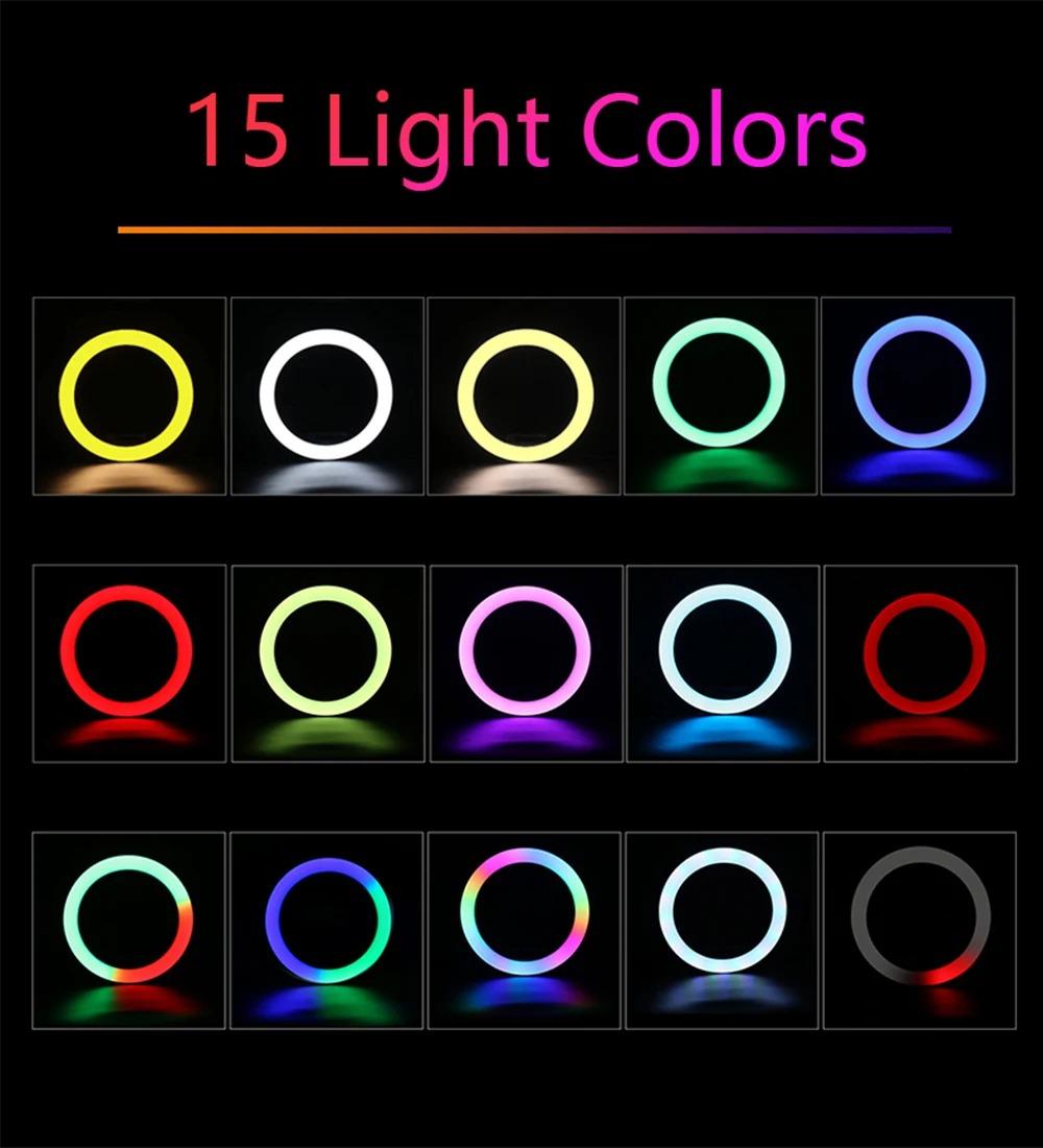 14 Inch MJ36 RGB Soft Ring Light Circle Photography Lighting 16 Colour Led RGB Ring Light with ...